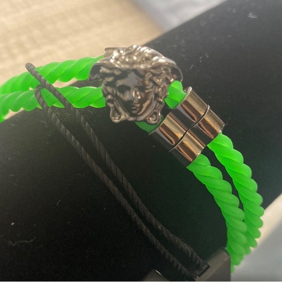 Versace | Jewelry | Nib Authentic Versace Electric Neon Green Braided ...